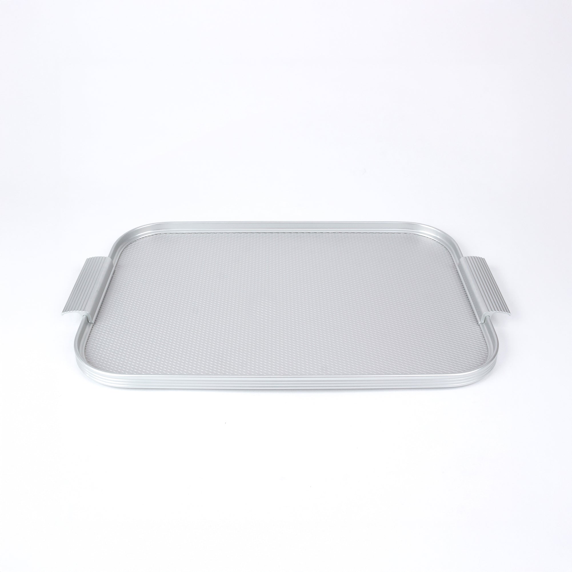 Kaymet Ribbed Tray - 16 x 11 - Silver | Canoe